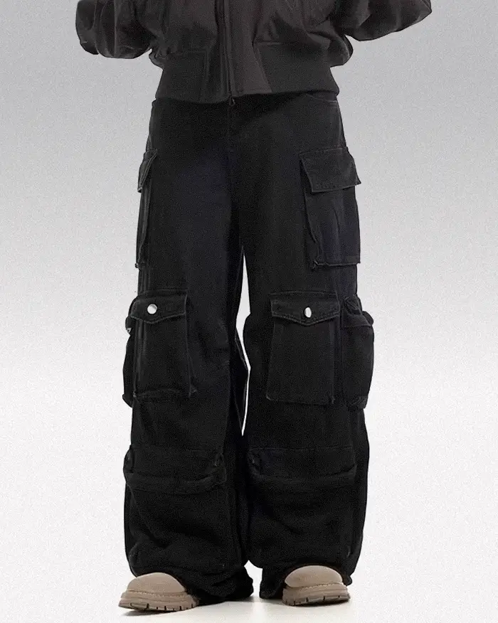 Black baggy cargo jeans "Yasu"