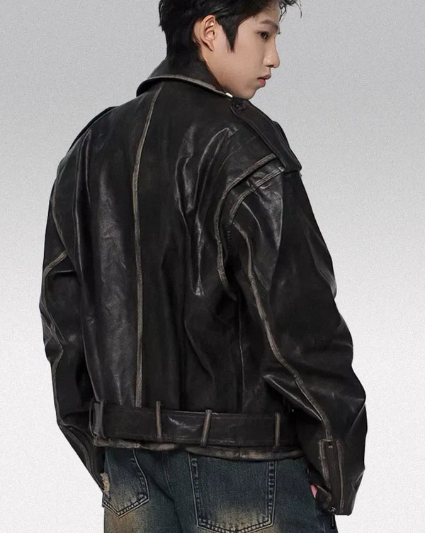 Leather jacket cyberpunk "Sakura" - TECHWEAR STORM™