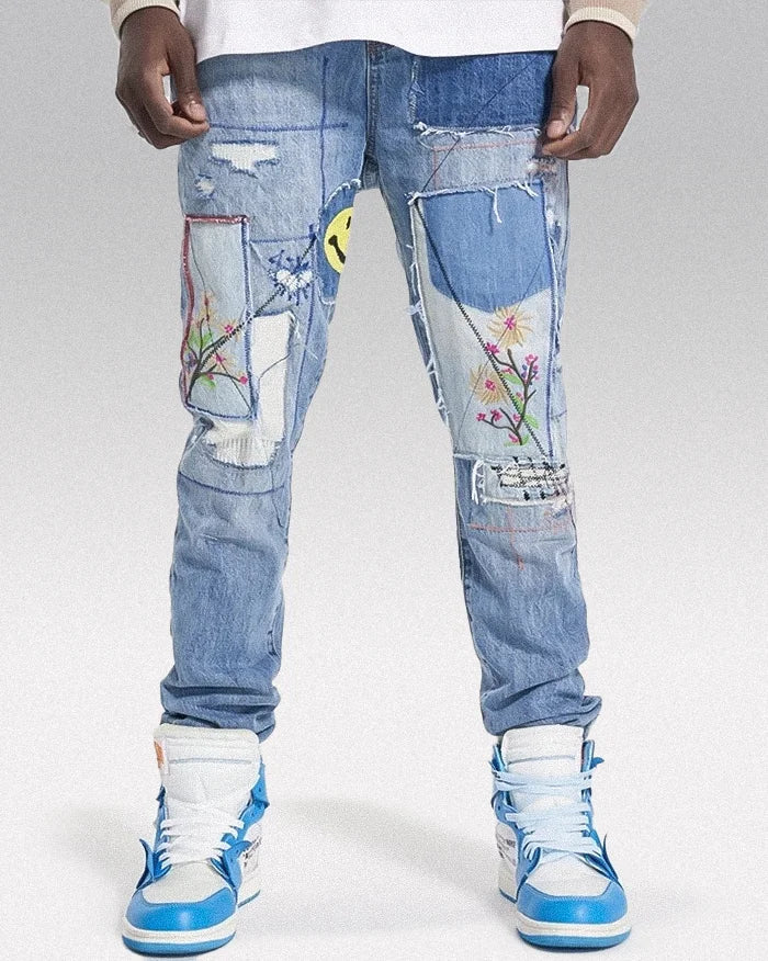 Patchwork jeans men's "Tarumizu"