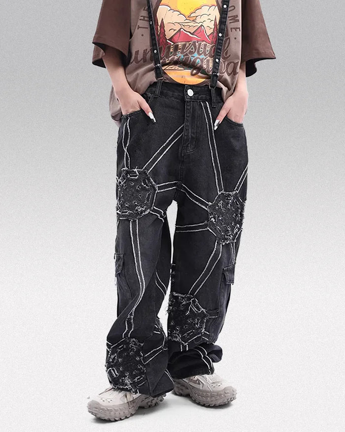 Y2k jeans with suspenders "Joso" - TECHWEAR STORM™